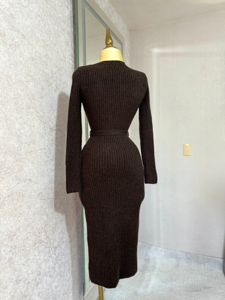 Vestido café de punto listón – OH MY! STORE